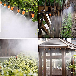 AUMIO Drip Irrigation Kit 115FT Garden Irrigation System 1/4" 1/2” Blank Distribution Tubing Watering System Adjustable Nozzle Automatic Irrigation Equipment for Greenhouse, Flower Bed, Patio, Lawn