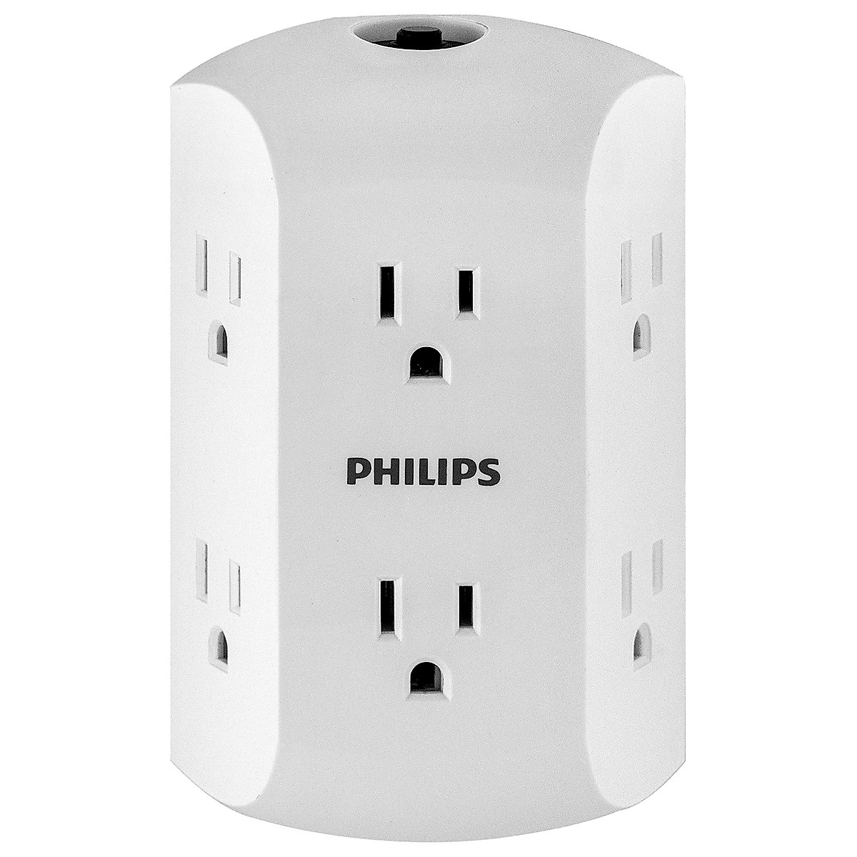 Philips 6-Outlet Extender, Grounded Wall Tap, Reset Button, Circuit Breaker, Adapter Spaced Outlets, 3-Prong, Multiple Plug, Quick and Easy Install, Cruise Essentials, UL Listed, White, SPS1460WA/37