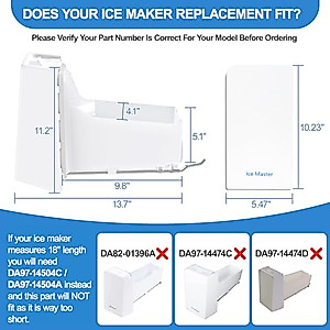 UPGRADED DA97-14504C Refrigerator Ice Bucket Compatible with Samsung Ice Bucket Replacement Ice Maker Tray Parts DA97-14504A Ice Container, AP6039681 RF23HCEDBSR RF22KREDBSR RF23J9011SR Ice Bin