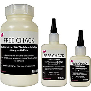 Butterfly Free Chack Table Tennis Racket Glue - Perfect for Assembling Table Tennis Ping Pong Paddle - Comes with Sponges and Application Clip - 3 (37mL/90mL/500mL)