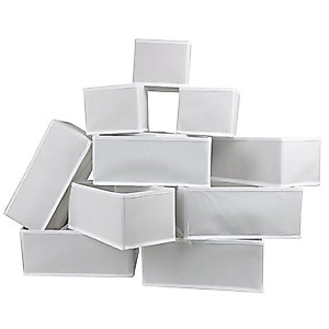 12 Pack Drawer Organizers for Clothing, Foldable Clothes Drawer Organizer for Underwear, Folded Clothes, Baby Clothing, Socks, Bra, Towels, Ties - Multi-pack Clothes Organizer Storage Box (White)