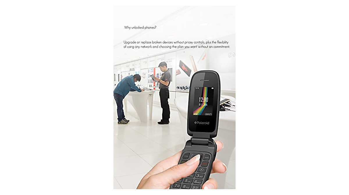 Polaroid Link A2 Flip Phone 2G GSM Unlocked Dual Sim Bluetooth Radio FM ...