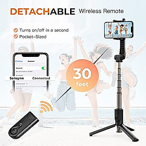 Sensyne 3 in 1 Selfie Stick, 40" Extendable Phone Tripod with Wireless Remote, Lightweight, Portable for Selfies, Video Recording, Live Stream, YouTube, TikTok, Compatible with All Cell Phones