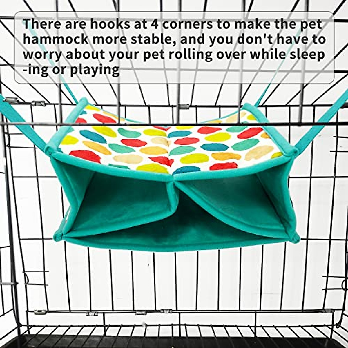 PINVNBY Hamster Hammock Warm Ferret Bed Cage Accessories Hanging Sugar Glider Bunkbed Swinging Bedding Cage Toy Cage Chinchilla Double-Layer Hideout for Rat Squirrel Parrot Kitten