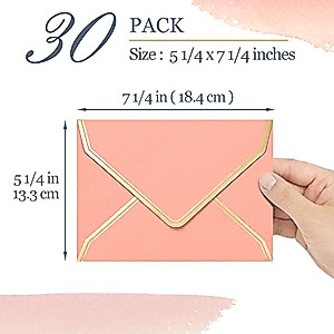 Invitation Envelopes, 30-Pack 5x7 Envelopes for Invitations, Gold Foil Bordered Colored Envelopes, A7, 5 1/4 x 7 1/4 Inches, 6 Pastel Colors