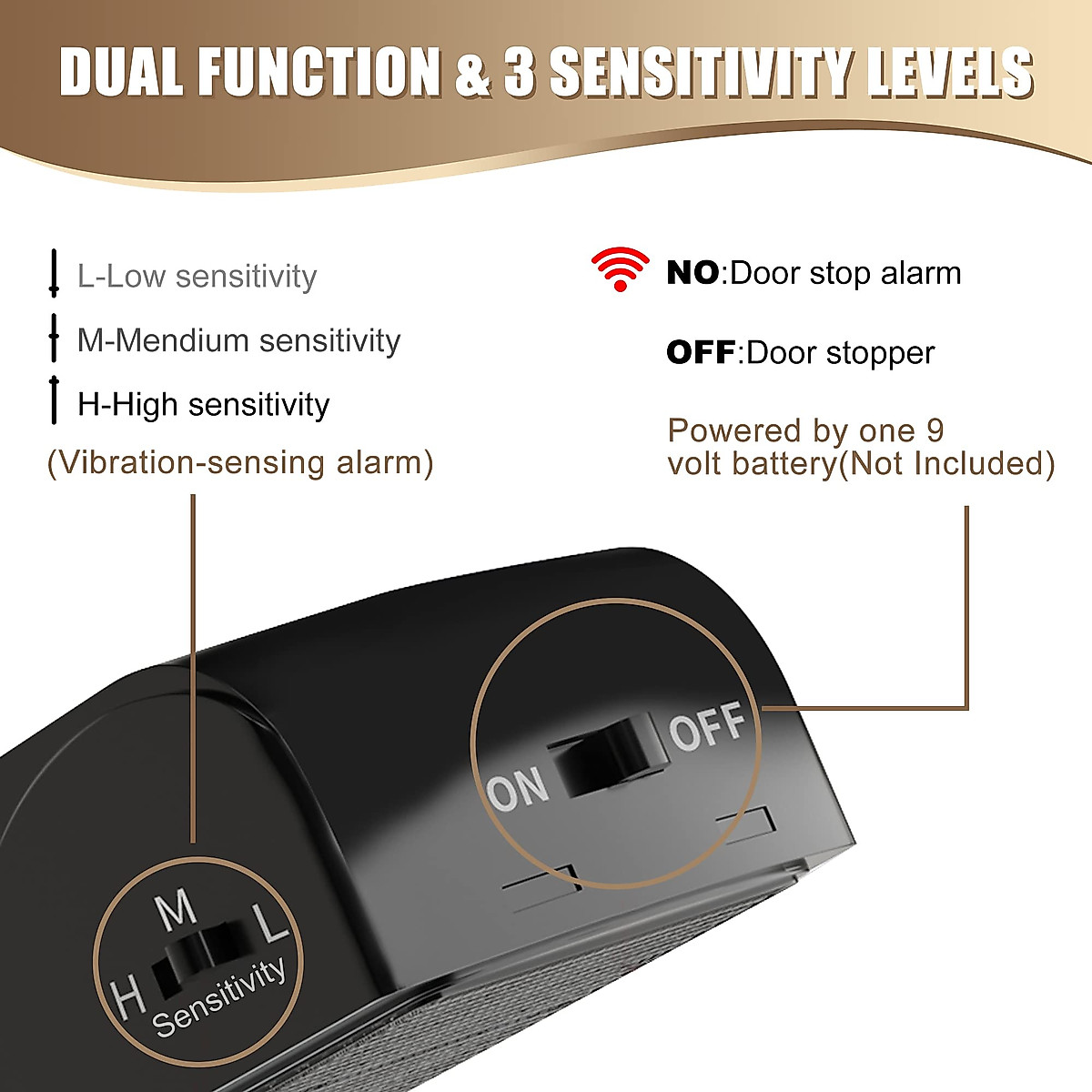 AceMining Upgraded Portable Door Lock & Black Door Stop Alarm