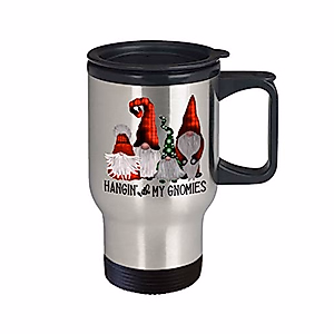 Gnome Travel Mug Hanging With My Gnomies Funny Coffee Christmas Cup German Scandinavian Gnomes Gift for Men and Women