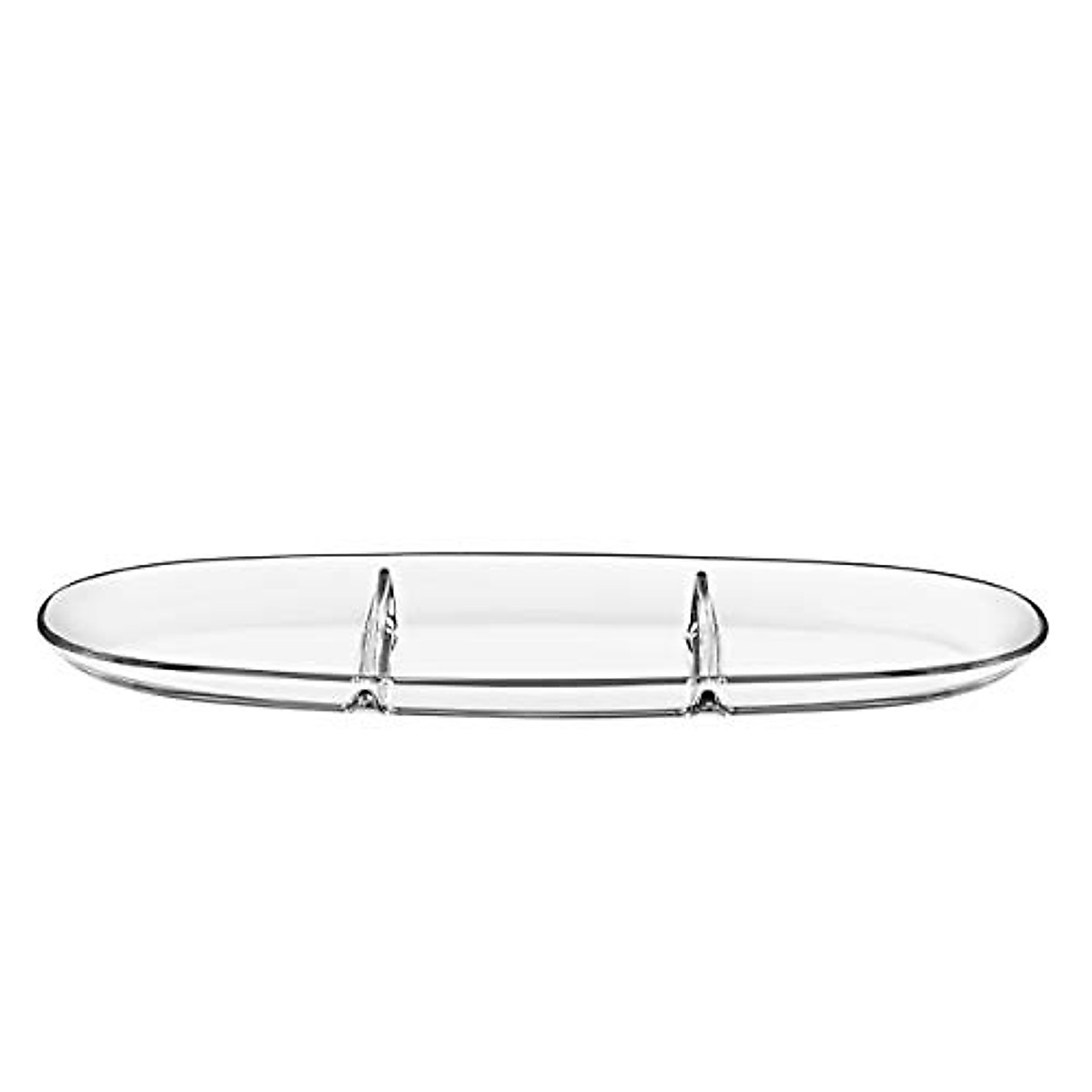 Barski - European Quality - Glass - Three Sectional Tray - Platter - Relish Dish - 16" Length - Made in Europe