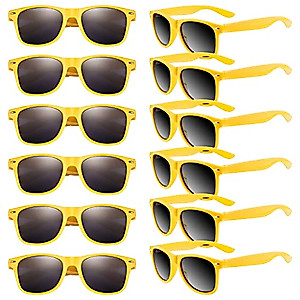 TUPARKA 12 Pack Sunglasses in Bulk School Party Goody Bag Fillers for Birthday Party Beach Pool Party, Yellow