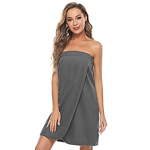 Kniffi Womens Wrap Towel Spa Wraps & Hair Towel Body Wrap Adjustable Closure Bathrobe Grey XL