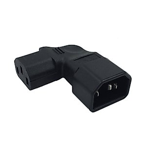 CERRXIAN Right Angle IEC 320 C14 3 Pin Male to C13 Female PDU PSU UPS Power Extension Adapter Receptacle for LCD LED TV Wall Mount