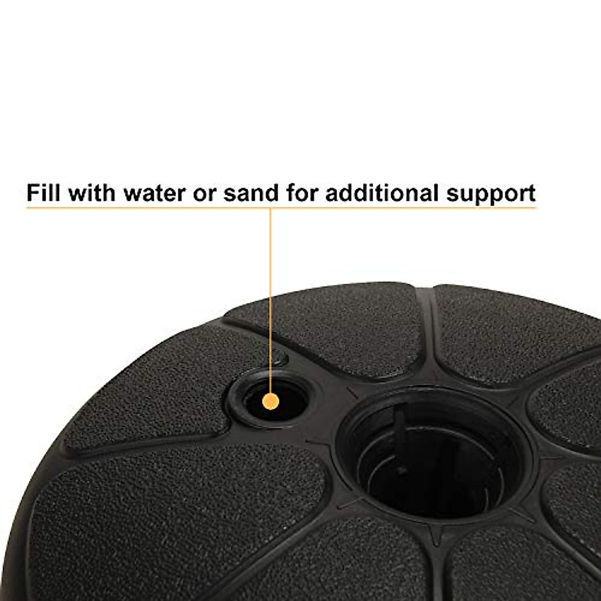 Fillable Patio Umbrella Base Stand, Umbrella Stand Round Base, Water & Sand Filled Parasol Base Pole Holder for Outdoor Lawn Garden Beach - Black