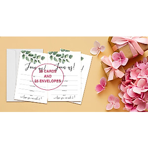 Join Us Invitation Cards With Envelopes - Greenery Invite Cards for All Occassions, Wedding, Engagement, Reception, Bridal or Baby Shower and Birthday Party - 25 Cards and 25 Envelopes - HL-002 YQK