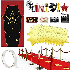 Remagr VIP Party Decorations Movie Night Party Decorations Kit VIP Door Cover 2.6 x 15 ft Red Carpet Runner Runway Rug 55 Gsm Thickness, Movie Night
