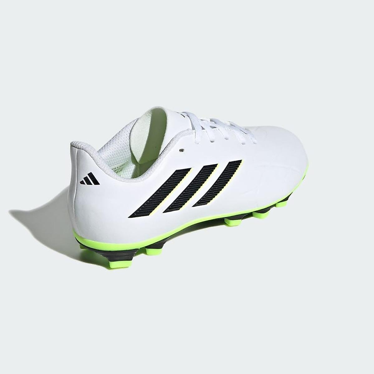 adidas Copa Pure.4 Firm Ground Sneaker, White/Core Black/Lucid Lemon, 1.5 US Unisex Little Kid