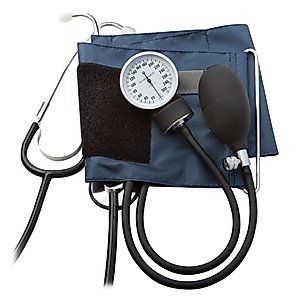 ADC Prosphyg 790 Manual Home Blood Pressure Kit with Attached Stethoscope and Self-Adjusting Cuff and Carrying Case, Small Adult, Navy