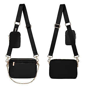 Uromee Corssbody Bags for Women Vegan Leather Fashion Shoulder Purse Fanny Pack Belt Bag Travel Hiking Detachable Pouch Adjustable Strap