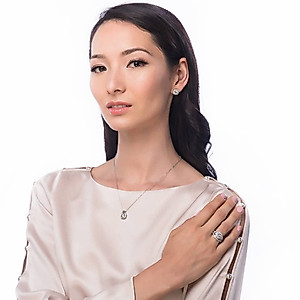 BERRICLE Sterling Silver Halo Wedding Engagement Rings Round Cubic Zirconia CZ Art Deco Ring Set for Women, Rhodium Plated Size 7.5