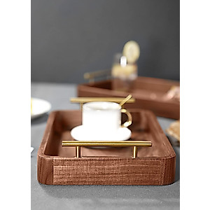 Generic Round Black Walnut Wood Serving Tray, Medium+Large