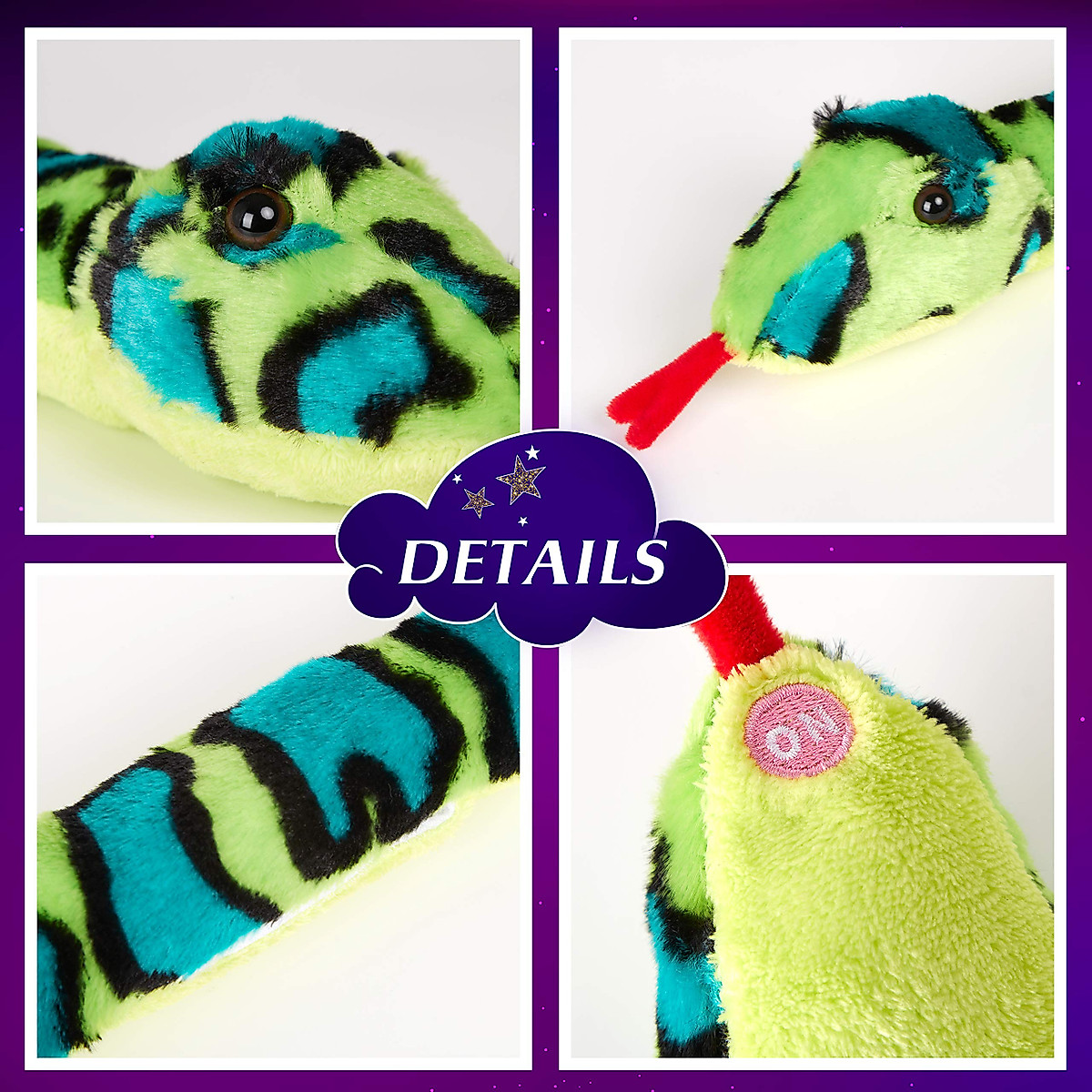 Houwsbaby Green Realistic 40'' LED Light Up Snake Stuffed Animal Snake Plush Toy Glowing Up Stuffed Animal for Practical Jokes,Playtime Fun Soft Kids Christmas Halloween Birthday Festival Presents