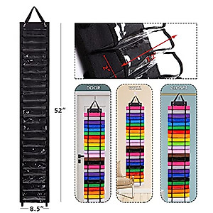 AGX Bravo Vinyl Roll Holder with 48 Compartments - Clear Vinyl Storage Organizer Wall Mount/Over The Door, Hanging Craft Vinyl Storage Rack with Door Hooks and Strap (Black)