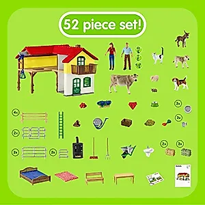 Schleich Farm World Large Toy Barn and Animals 52-piece Playset for Toddlers and Kids Ages 3-8 Multi, 19.3 Inch