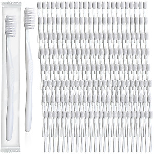 Tessco 500 Pcs Disposable Toothbrushes Individually Wrapped Soft Bristle Tooth Brush Set Travel Toothbrushes Bulk for Adults Oral Hygiene Dental Care Camping Guestroom Hotel(White)