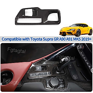 Fit for Toyota Supra GR A90 A91 MK5 2019-2024 Gear Shift Panel Trim Cover, Gear Shift Console Anti-Scratch Panel Protector Frame Cover, Carbon Fiber Pattern Black