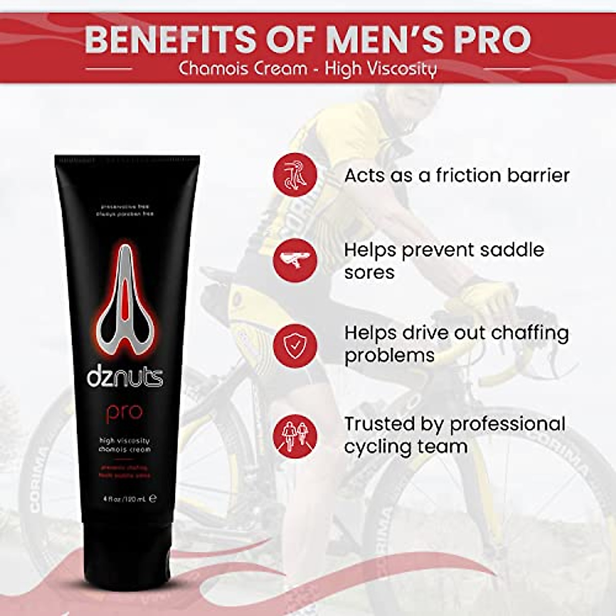 dznuts Men's Pro Chamois Cream 1 Pack + Towel