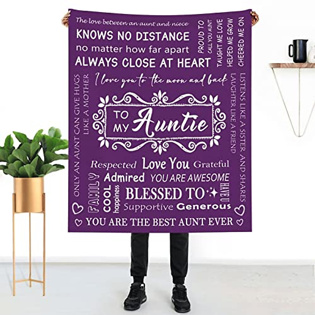Aunt Blanket Gifts for Aunts from Niece for Mothers Day Birthday Thanksgiving Christmas Blanket Throw Soft 60" x 50"