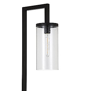 Henn&Hart 67.75" Tall Floor Lamp with Glass Shade in Blackened Bronze/Seeded, Floor Lamp for Home Office, Bedroom, Living Room
