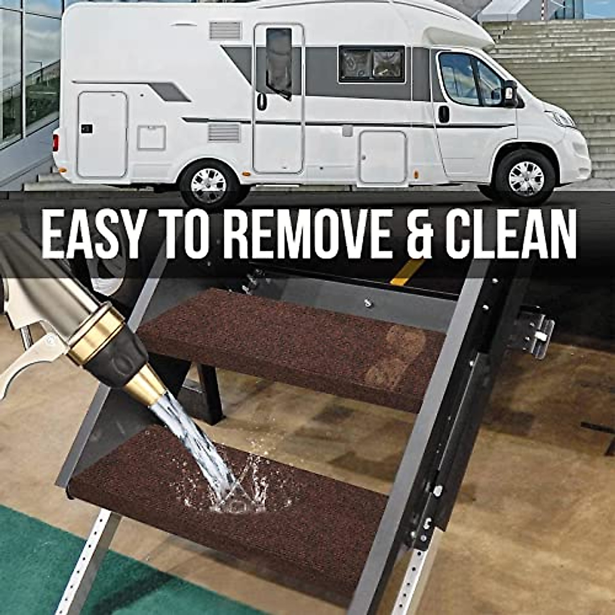 Afurkuot RV Step Covers 2 Pack, RV Step Rugs Stair Carpets Camper Step Cover 22” Wide Wrap Around Cover for RV Stair Camper Trailer Motorhome, Pack of 2 Camper Stairs Carpet, RV Accessories