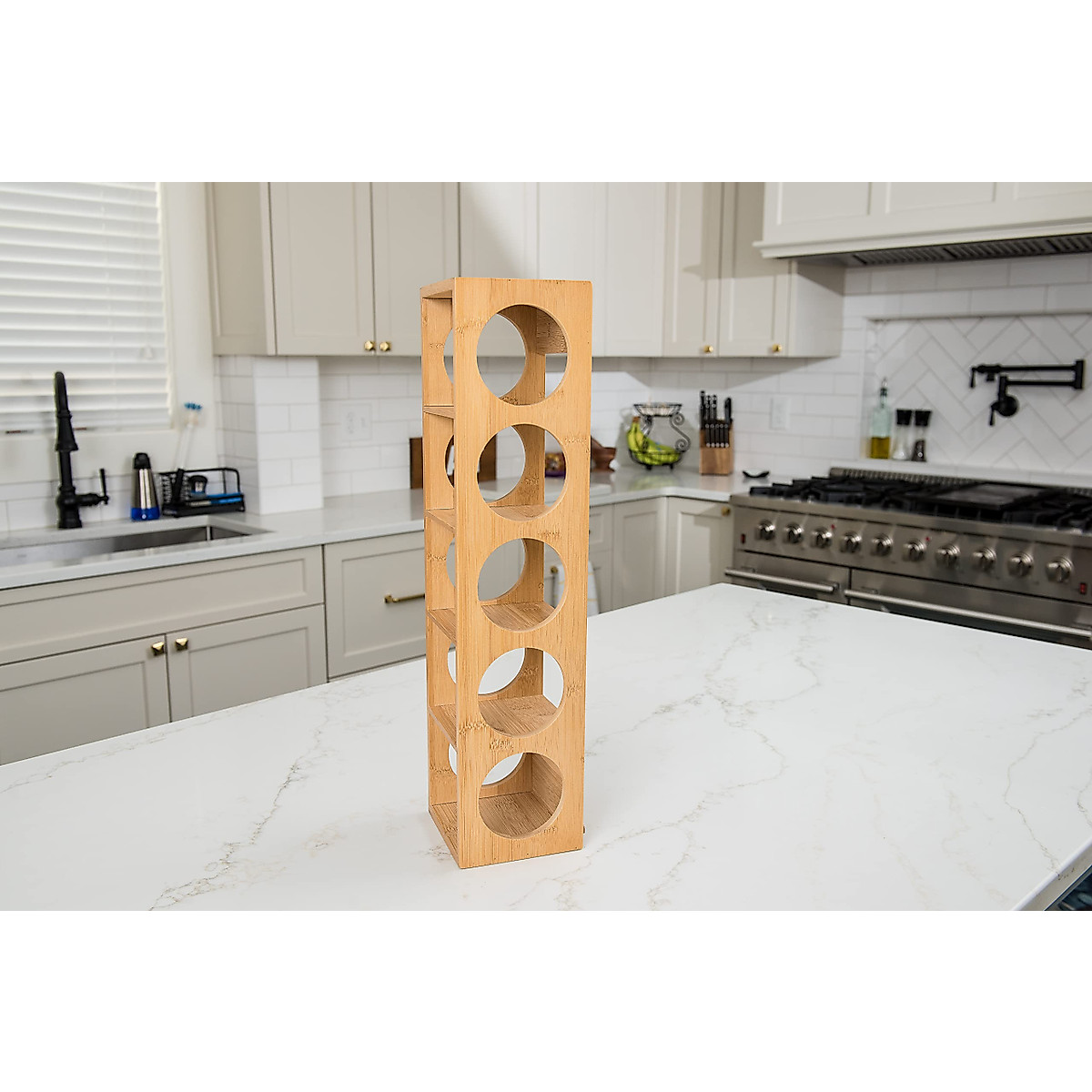 Lipper International 8305 Bamboo Wood Stackable 5-Bottle Wine Rack, 20-3/4" x 5-3/8" x 4-3/4"