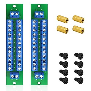 WayinTop PCB Double-Layer Wiring Power Distribution Board Kit, 2 x 12 Position Power Distribution Module 2 Inputs 2 x 13 Outputs for DC AC 24V 10A