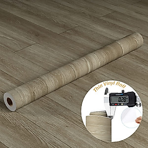 Oxdigi Peel and Stick Vinyl Flooring Roll 24"x 196"/ 32 Sq.Ft, Self Adhesive Vinyl Floor Tiles Wood Flooring, Temporary Floor Stickers Waterproof for Living Room Bedroom Kitchen RV, Brown Wood Planks