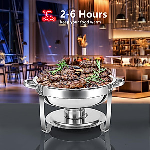 Chafing Dish Buffet Set 5 QT 4 Packs Stainless Steel Buffet Servers and Warmers, Chaffing Servers with Covers, Catering, Chafer,Food Warmer for Parties Weddings