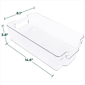 Greenco Fridge Bins, Set of 6 | Stackable Clear Refrigerator Organizer Bins w/ Durable Handles | Pantry Storage Bins | Kitchen and Refrigerator Organization | Organizing Bins, BPA Free, Shatter Proof