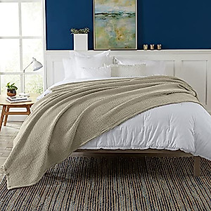 100% Cotton Waffle Weave Bed Blanket | Soft, Breathable, and Lightweight Blanket for All-Season | Perfect for Layering | Brielle Collection (King, Linen)