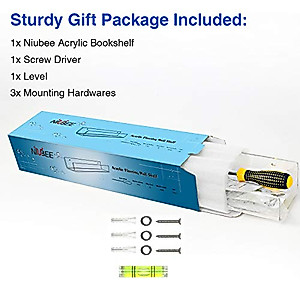 NIUBEE Kids Acrylic Floating Bookshelf 36 Inch,Clear Invisible Wall Bookshelves Ledge Book Shelf,50% Thicker with Free Screwdriver