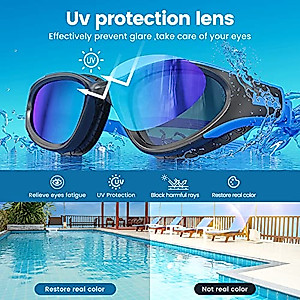 NEEZUKAR Swim Goggles,Anti Fog Swimming Goggles UV Protection No Leaking for Adults Men Women Youth (Blue)