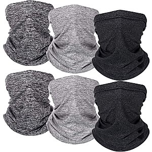 6 Pieces Winter Neck Warmer Gaiter Fleece Neck Gaiter Unisex Face Covering Lined Warm Cold Weather Scarf Wrap for Men Women (Classic Colors)