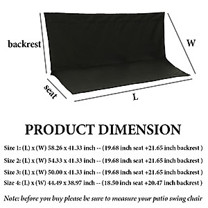 Izzybang 2/3 Seat Patio Swing Cover Chair Bench Replacement Cover for Swing Seat Waterproof Heavy Duty Swing Seat Cover ((L) x (W) 58.26 x 41.33 inch)