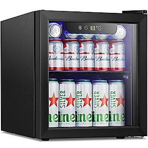 Antarctic Star Mini Fridge Cooler - 12 Bottle 48 Can Beverage Refrigerator Glass Door for Drinks or Beer Wine –Small Drink Dispenser for Home, Office or Bar, Electronic Knob Control，1.3cu.ft.