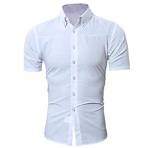 IEason Men Boy Printing Tees Shirt Short Sleeve Blouse (M, White)