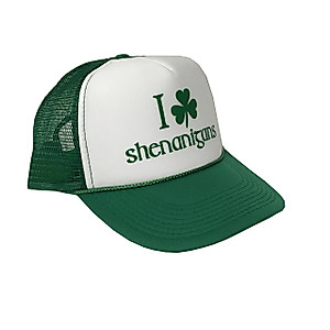 P&B I Shamrock Shenanigans, Irish St Patrick's Day Campaign Adjustable Unisex Hat Cap (Green/White/Green)