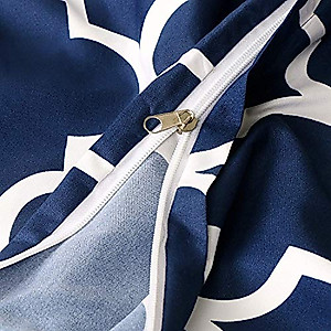 Utopia Bedding Set - 1 Duvet Cover with 2 Pillow Shams - 3 Pieces Comforter Cover with Zipper Closure - Ultra Soft Brushed Microfiber, 90 X 90 Inches (Queen, Quatrefoil Navy)