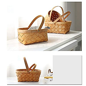 VORCOOL Seagrass Basket, Wooden Woven Storage Basket with Handle for Home 1PC