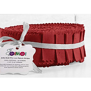 Soimoi 40Pcs Solid Red Cotton Precut Fabrics for Quilting Craft Strips 1.5 Inches Jelly Roll