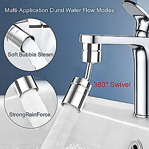 2 Mode 720 Degree Swivel Universal Faucet Splashback Sink Attachment, Kitchen and Bathroom Faucet Extender, Faucet washface Adapter（1pcs）