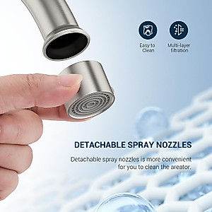 DAYONE Kitchen Faucet with Side Sprayer 2 Handle Brushed Nickel, 8 Inches 4 Holes Centerset Kitchen Sink Faucet, Pull Out Stainless Steel Sink Faucets for RV Laundry Bar with Supply Lines, DAY-CR2001